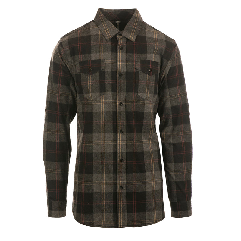 Burnside B8210 Mens L/S Y/D Plaid Flannel Shirt (Black/Steel ...
