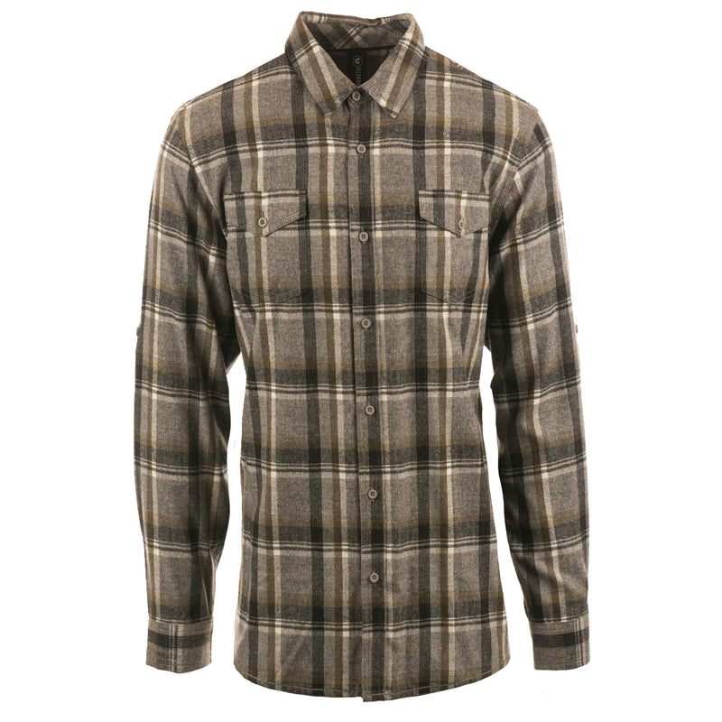 Burnside B8210 Mens L/S Y/D Plaid Flannel Shirt (Grey Olive ...