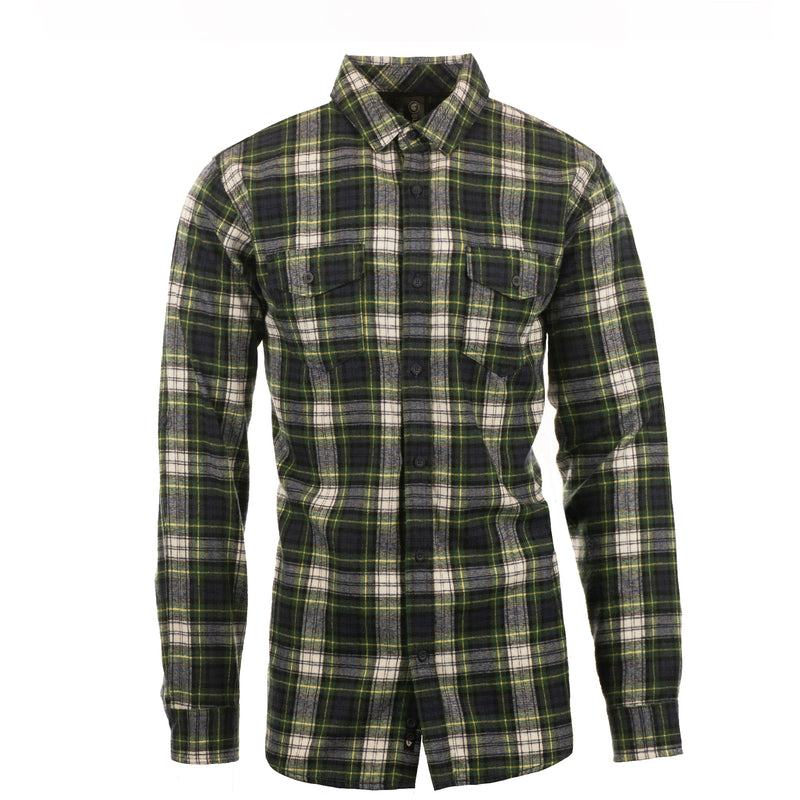 Burnside B8210 Mens L/S Y/D Plaid Flannel Shirt (Navy/Green ...