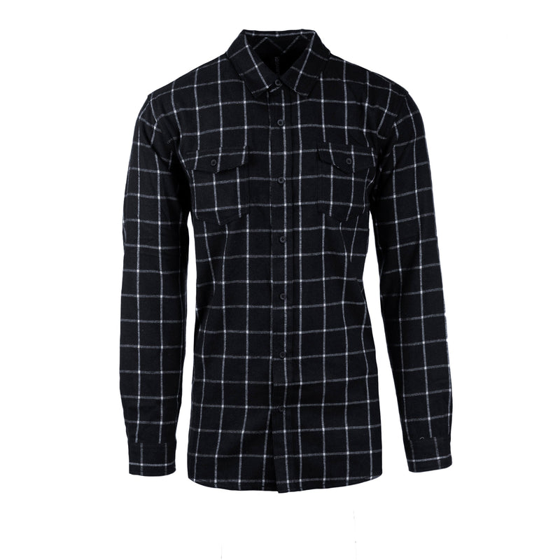 Burnside B8210 Mens L/S Y/D Plaid Flannel Shirt (Navy/White ...