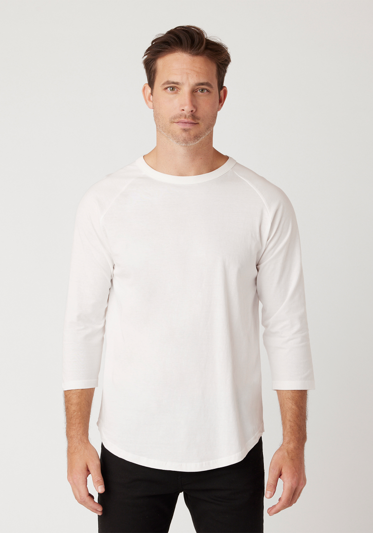 Cotton Heritage MC1190 Unisex 3/4 Sleeve Baseball Tee (White ...