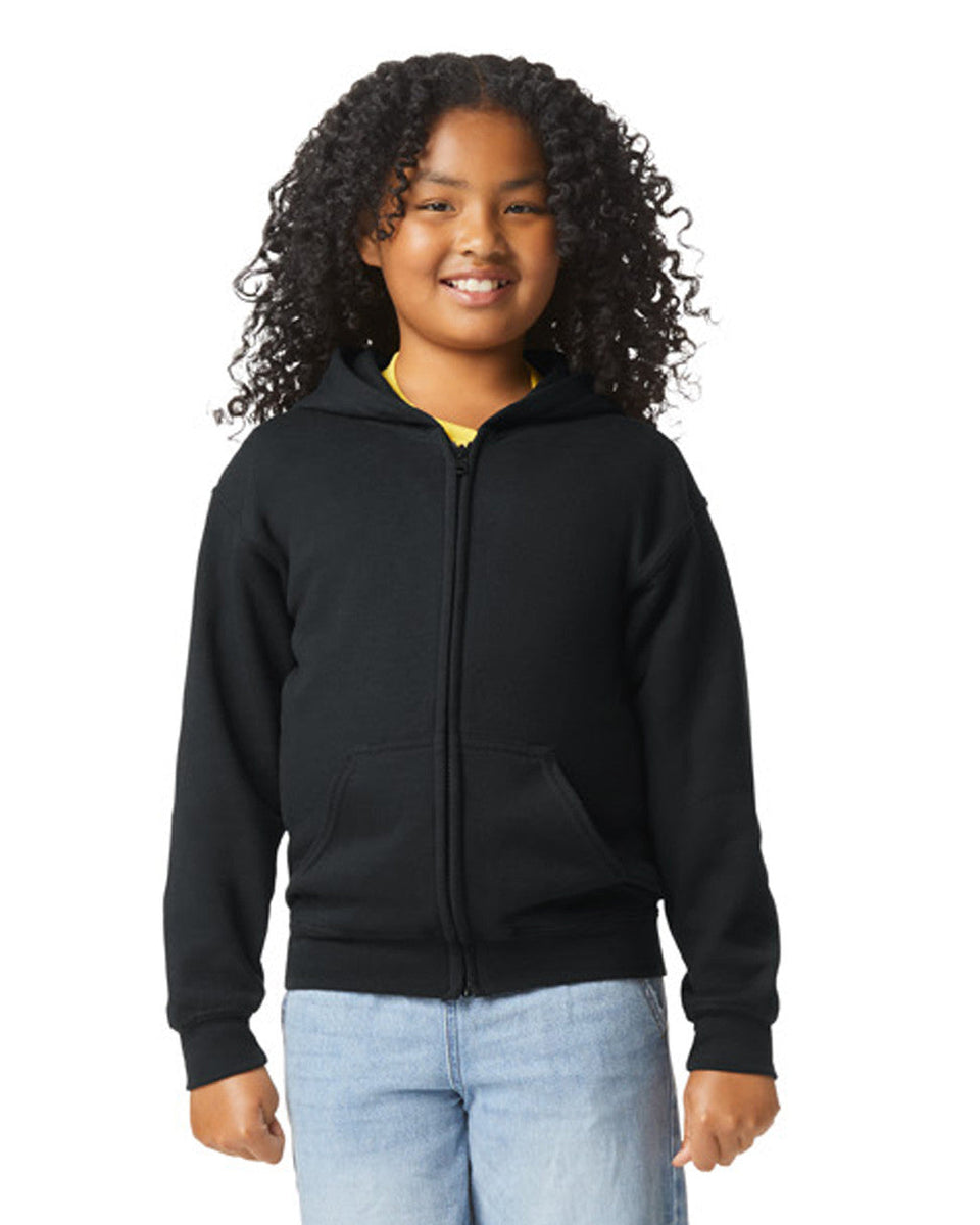 Gildan 18600B Heavy Blend™ Youth Full Zip Hooded Sweatshirt (Black ...