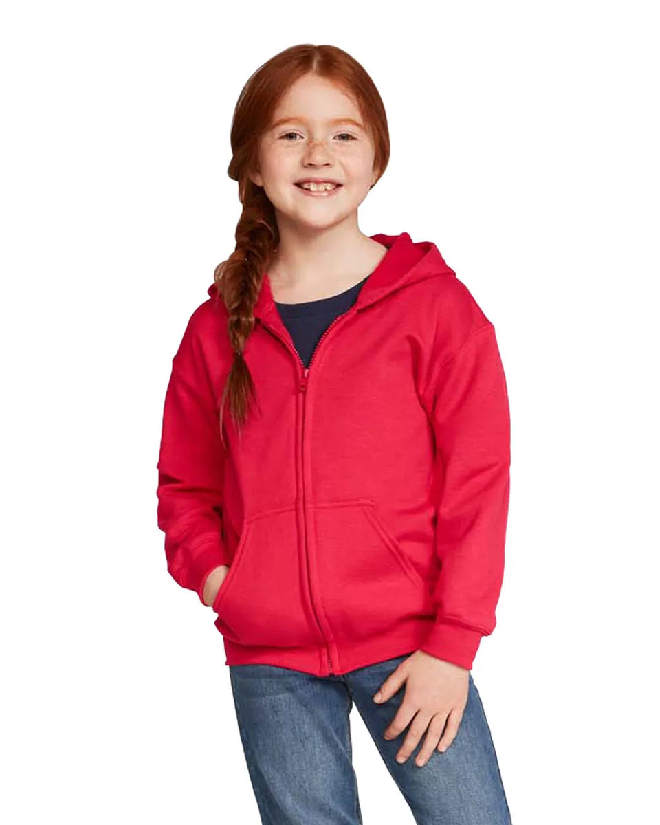 Gildan 18600B Heavy Blend™ Youth Full Zip Hooded Sweatshirt (Red ...