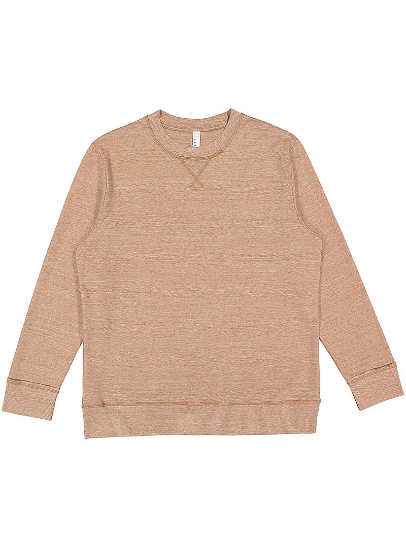 LAT Apparel 6935 Adult Vintage Wash Fleece Crew (Weathered Coyote Brow ...